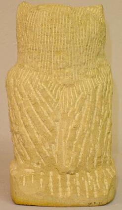 Folk Carving; Reed (Ernest 'Popeye'), Owl, Sandstone, signed, 8 inch.