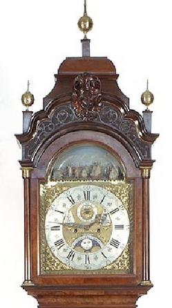 Tall Case Clock; Dutch, Henkels (Jan), Automaton, Walnut, Molded ...