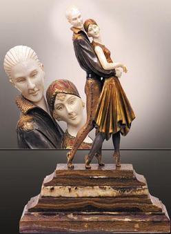 Bronze & Ivory Sculpture; Chiparus (Dimitri), signed, Man & Woman ...