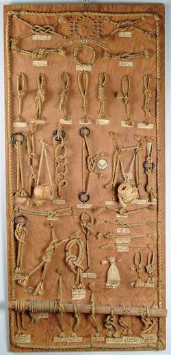 Scouting; Knot Board, 41 Knots, Rope Border, 40 inch.