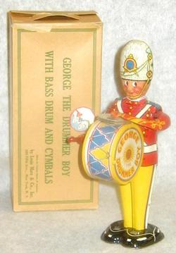 Wind Up Toy; Marx, George the Drummer Boy, Original Box, 9 inch.
