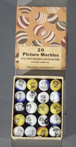 Marbles; Boxed Set, Peltier Glass Co, Comic Characters (20), Marble ...