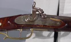 Rifle; Shell (John), Percussion, Tiger Maple, Peeping Indian Patchbox.