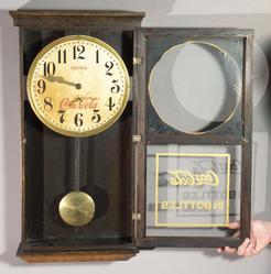 Advertising Clock; Coca-Cola, Gilbert, Regulator, 33 inch.