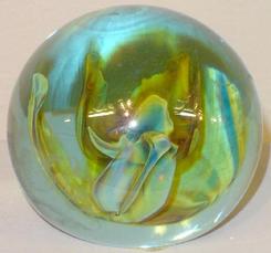 Paperweight; Labino, Schmeltz Glass, Freeform Flower, 3 inch.