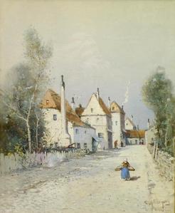 Harris, Landseer E; Watercolor Painting, signed, Middleburg, Holland ...