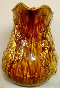 Rockingham Pottery; Pitcher, Hunter with Dogs, 9 inch.