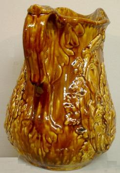 Rockingham Pottery; Pitcher, Hunter with Dogs, 9 inch.