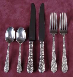Flatware; Sterling Silver, Alvin, Bridal Bouquet Pattern, 24 Pieces.