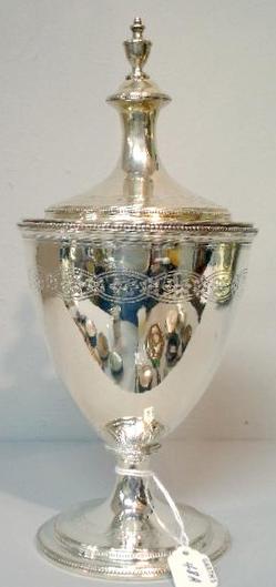 Urn; Coin Silver, Browne (Liberty), Beaded Detail, Engraved Florals, 10 ...