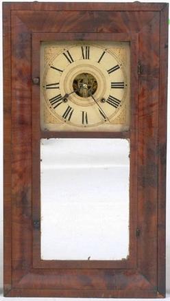 Shelf Clock; Birge, Mallory & Co, Ogee, 8-Day, Mahogany, 32 inch.