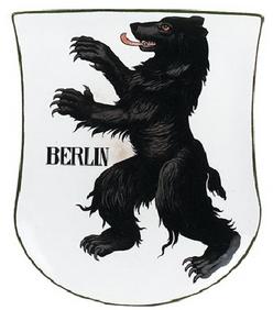 Mettlach; Plaque # 1290, Shield Form, Berlin, 13 inch.
