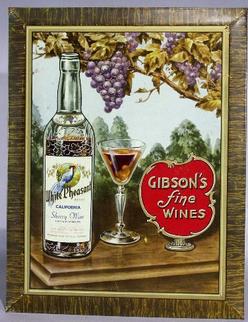 Advertising-Wine; Gibson Fine Wine, Sign, White Pheasant, Tin, 17 inch.