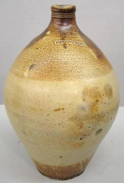 Stoneware; Boston Pottery, Jug, Ovoid, Brown Glaze, 13 inch.