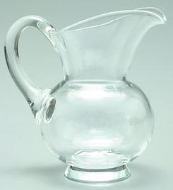 Steuben Glass; Pitcher, Helmet Form, Loop Handle, 9 inch.