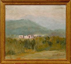 Barrett, Elizabeth Hunt; Oil on Board Painting, signed, A Distant View ...