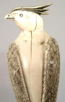 Carving (2); Oriental, Ivory, Birds, Crested/Long Tails, On Branch.