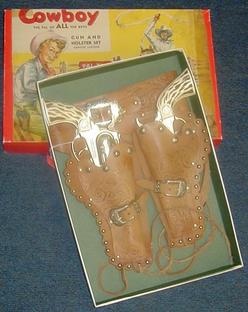 Toy Gun; Hubley, Cowboy Double Gun & Holster Set, Marshall Cap Guns, Box.