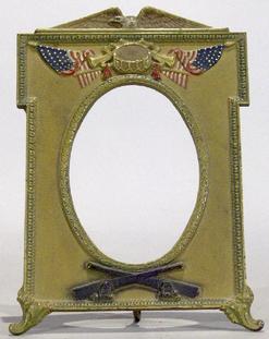 Picture Frame; Judd Co, WWI Army Motif, Cast Iron, 9 inch.