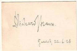 Signature; Strauss (Richard), 1928, On Card.