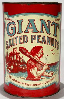 Tin-Peanuts; Giant Brand Salted Peanuts, Castle, 10 lb.