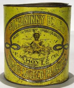 Tin-Peanuts; Pickaninny, Jumbo Salted, Black Youth, 10 lb.