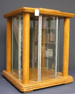 Political; Ballot Box, Oak & Glass, Octagon, 3 Locks, 22 inch.