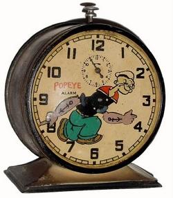 Alarm Clock; New Haven Clock Co, Popeye, 5 inch.