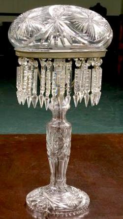 Table Lamp; American Brilliant Cut Glass, Strawberry Diamond Pattern ...