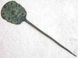 Bronze; Greek, Hair Pin, Geometric Design, 5 inch.