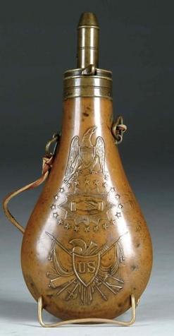 Powder Flask; Batty, Peace Flask, Eagle, Oval of Stars, 1847.