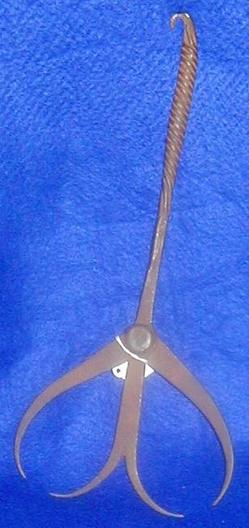 Calipers; Blacksmith, Wrought Iron, Double, Rattail Handle, 13 inch.