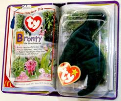 Novelty; McDonald's, Ty Beanie Baby, Bronty Dinosaur.