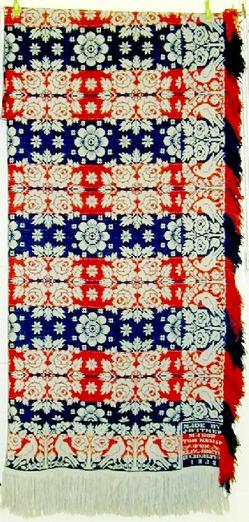 Coverlet; Jacquard, Pennsylvania, 1838, Witmer (Jacob), Double Rose ...