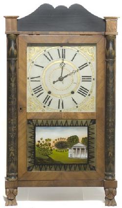 Shelf Clock; Blakeslee (George GH), 30-Hour, Half Columns, Mahogany ...