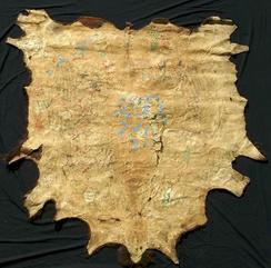 Clothing; Cheyenne, Robe, Painted Buffalo Hide, 8 feet.