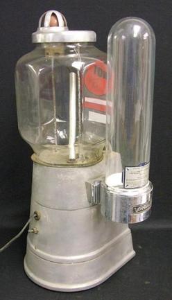 Vending Machine; Asco, Peanut, Aluminum Case, Cup Dispenser, 5 Cent.