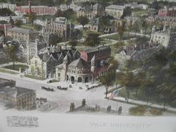 Rummell, Richard; Lithograph, signed 1905, Panoramic View of Yale ...