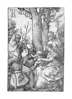Durer, Albrecht; Old Master Woodcut, 1511, The Holy Family with Joachim ...
