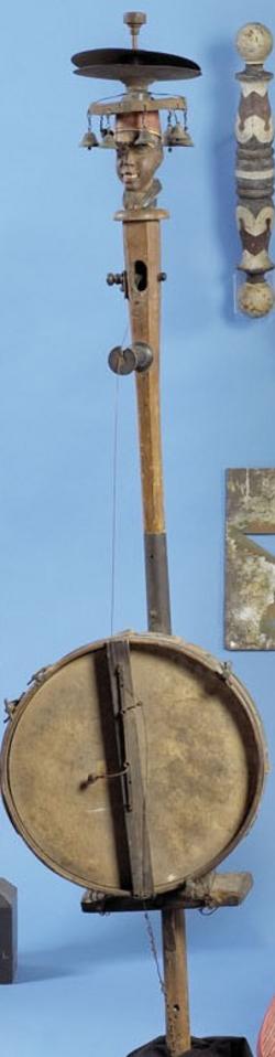 Percussion; One Man Band, Drum on Pole, Bells & Cymbal, 67 inch.