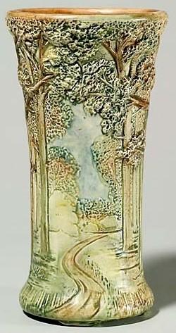 Weller Pottery; Forest, Vase, 10 inch.