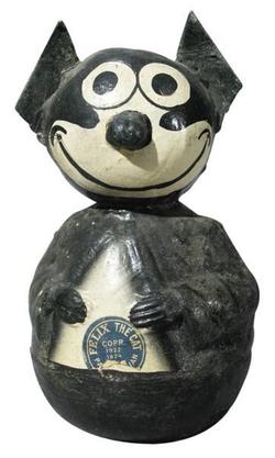 Schoenhut Doll; Roly-Poly, Felix The Cat, Papier-Mache, 7 inch.