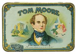 Tin-Tobacco; Tom Moore, Flat Box, 5 inch.