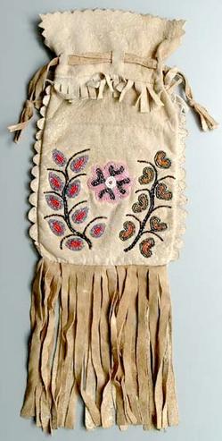 Bag; Sioux?, Floral Beaded Design, 20 inch.