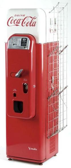 Vending Machine; Coca-Cola, Vendo Model V-44, Rack, Restored.