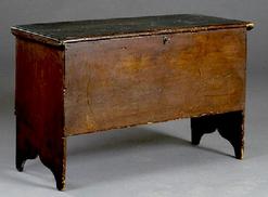 Furniture: Blanket Chest; New England, Pine, 6-Boards, Old Dark Finish ...