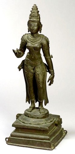 Bronze Sculpture; Indian, Chola Style, Female Divinity, 24 inch.