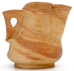 George Ohr Pottery; Pitcher, Marbleized Clay, 5 inch.