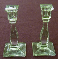Candlestick (2); Heisey Glass, Regal Pattern, 8 inch.
