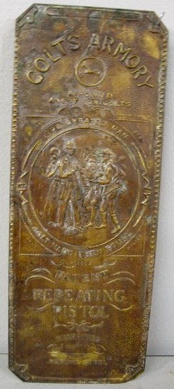 Advertising-Firearms; Colts Armory, Brass Plate, Appointed Agent ...